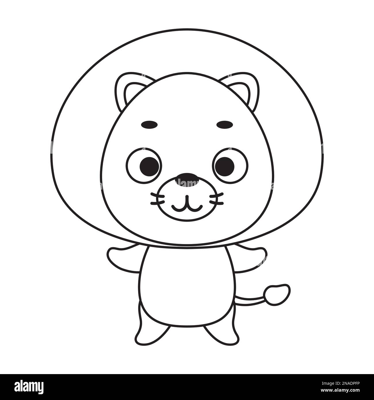 Coloring page cute little lion. Coloring book for kids. Edulionional ...