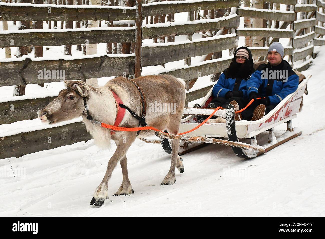 Santa Claus Village in Rovaniemi, Finland, January 29, 2023, crossed by ...