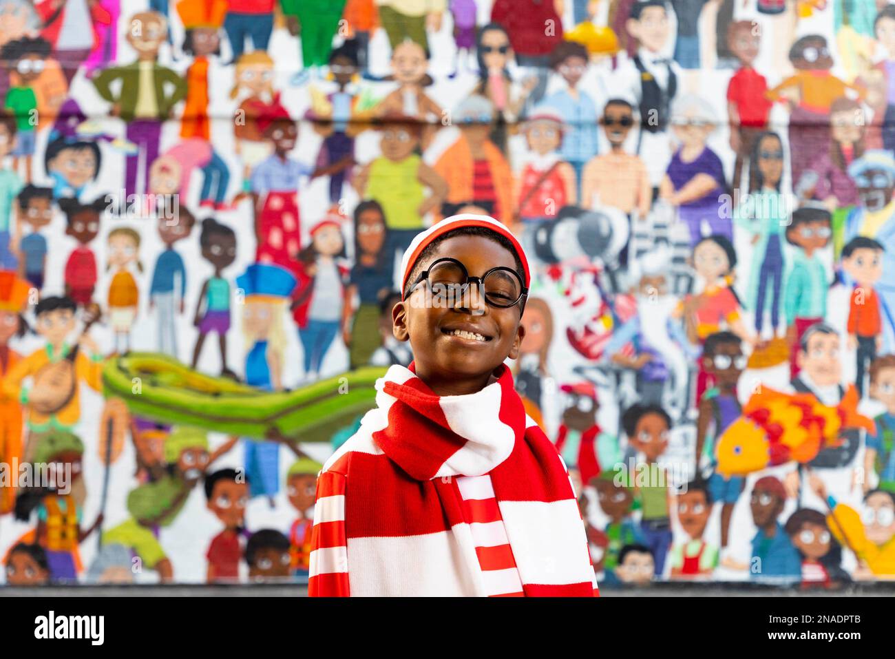 EDITORIAL USE ONLY Levi Babin, nine, interacts with a large-scale Where ...