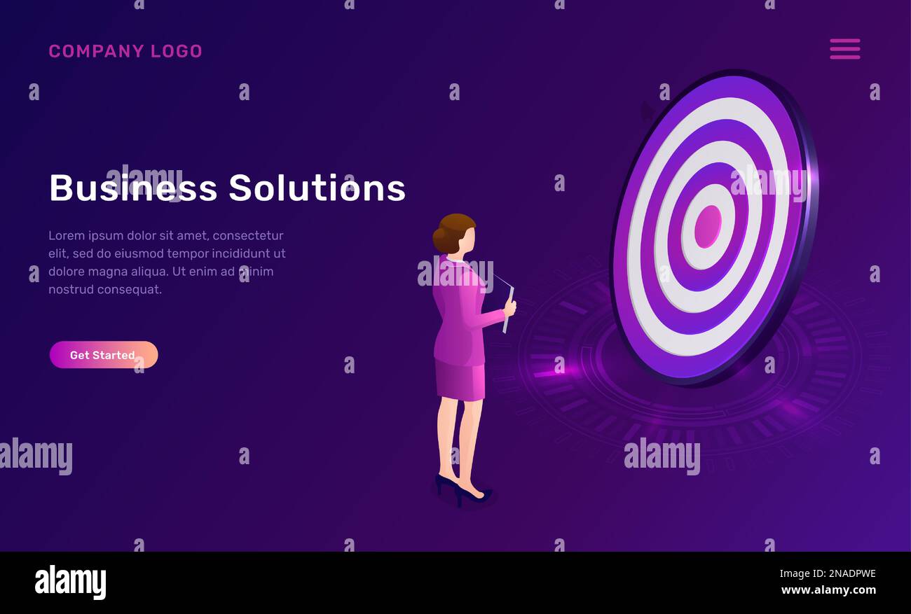 Business solution, target achievement isometric concept vector ...