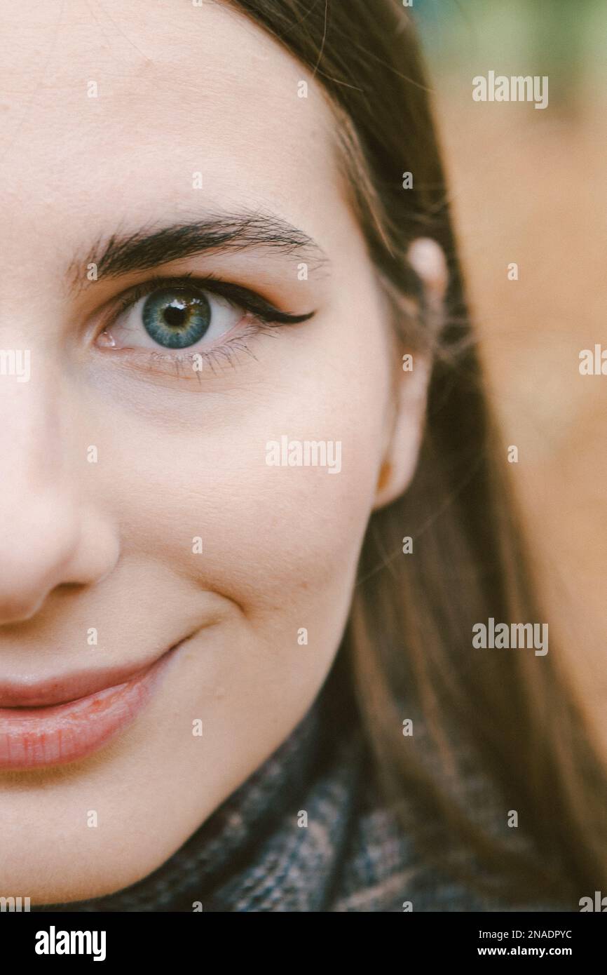 woman's eye and face are in focus in the photo Stock Photo - Alamy