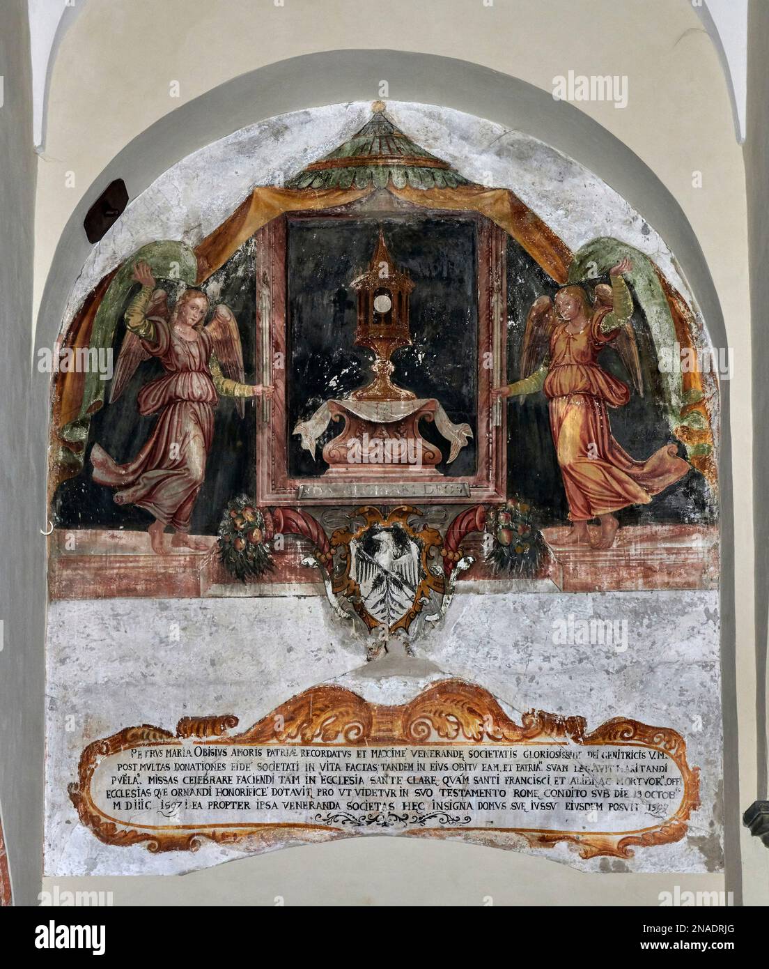 Stemma della famiglia Obici - affresco - pittore bresciano nel 1599 ...
