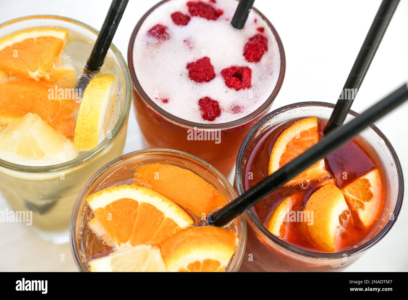 Colours of fresh lemonade in the bar Stock Photo - Alamy