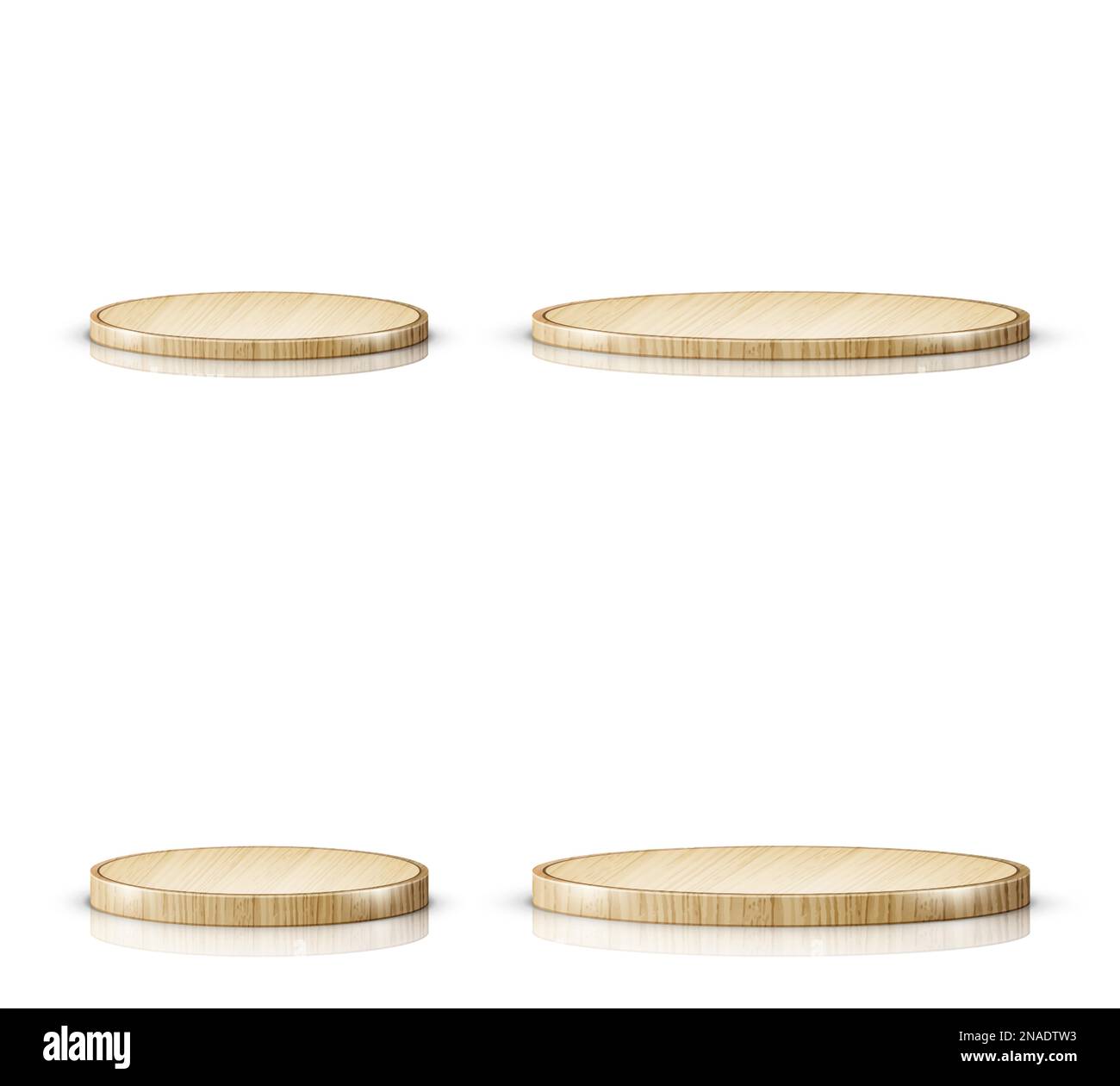 Wooden cutting board or tray, set of realistic vector illustrations ...