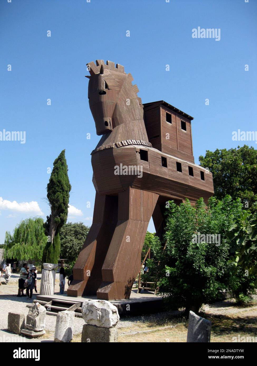 This July 2011 photo shows a replica of the legendary Trojan horse as ...