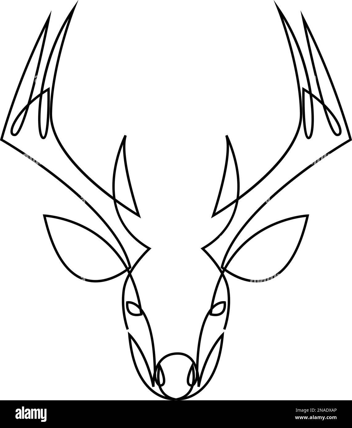 One line deer design silhouette. Hand drawn minimalism style vector ...
