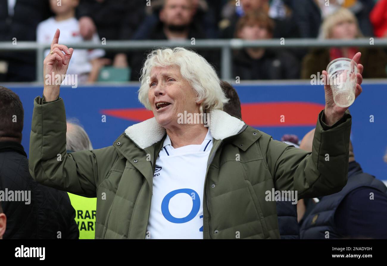 England Fan singing the National Anthem during the 2023 Six Nations ...