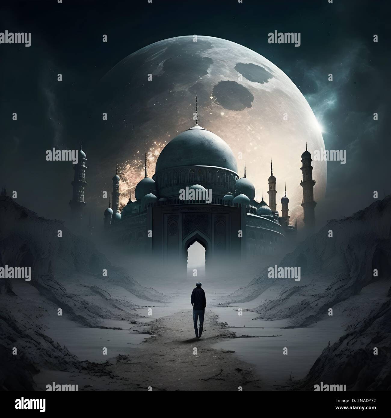 mosque in the moon photo Stock Photo - Alamy