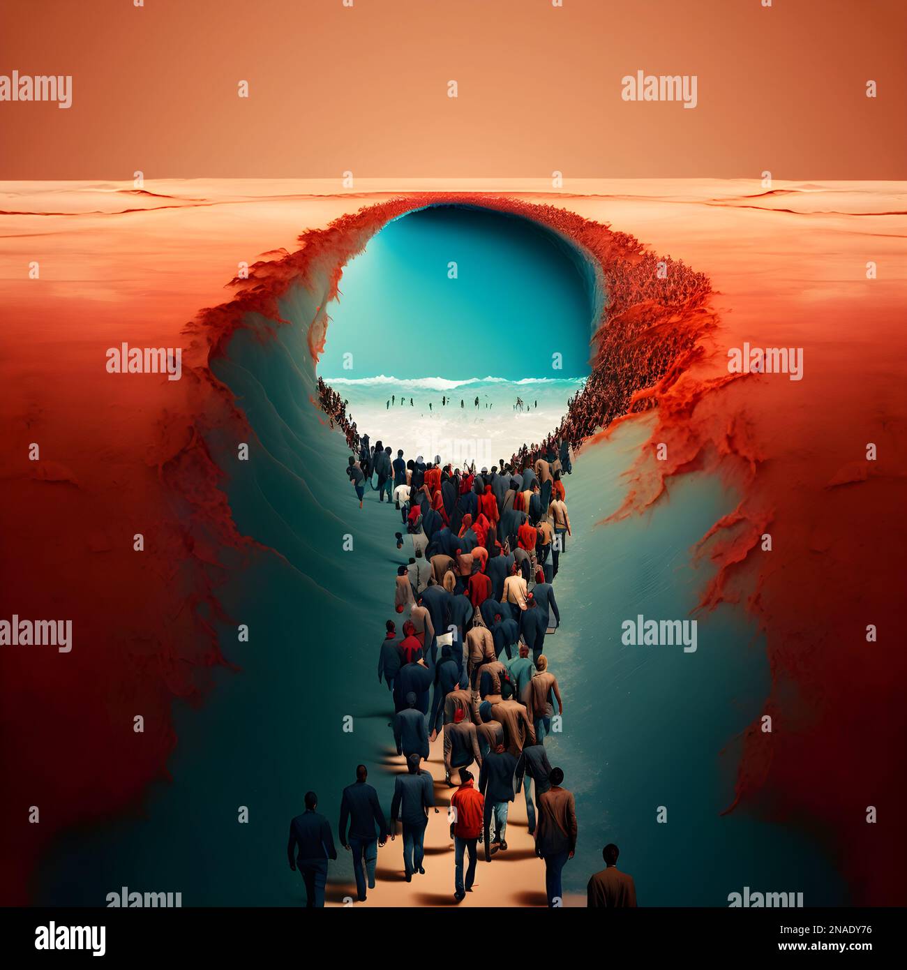 people passing through the red sea Stock Photo - Alamy