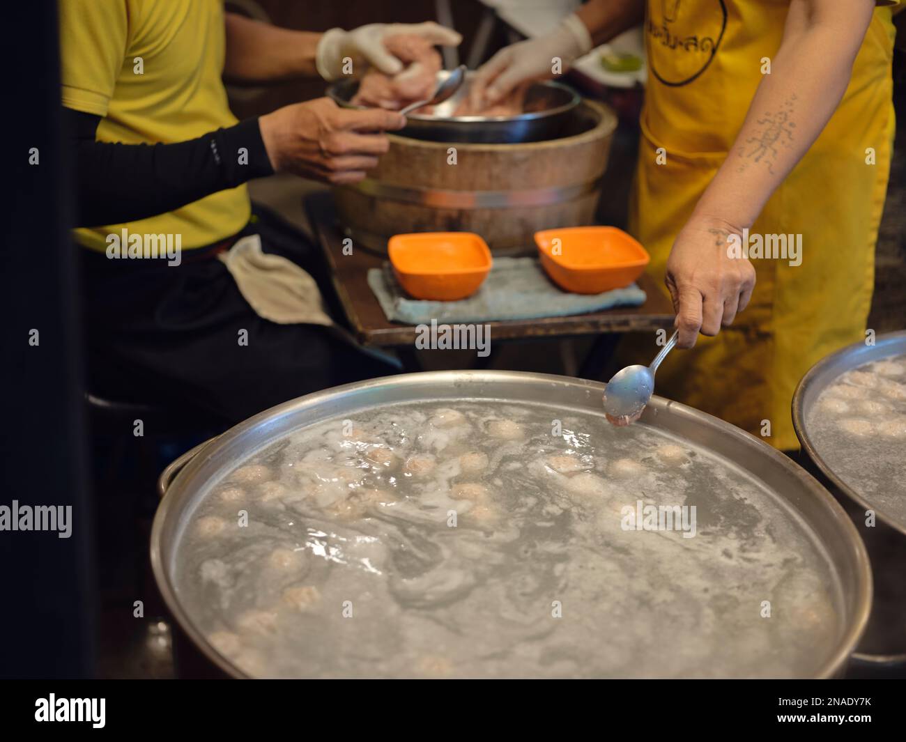 Boiled meat ball hond made . THAI food Stock Photo - Alamy