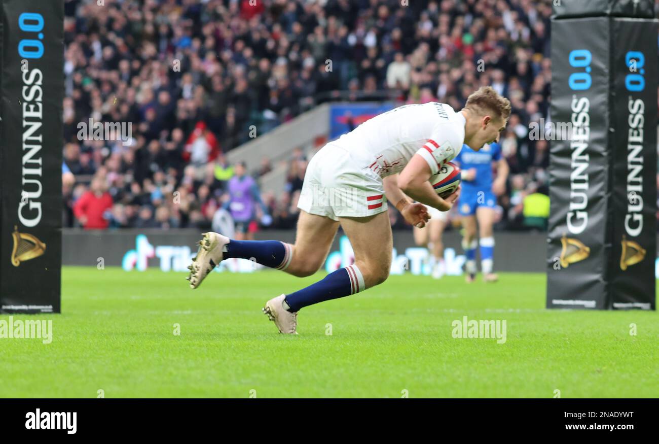 England's Jack Van Poortvliet goes over, Referee disallowed during the ...