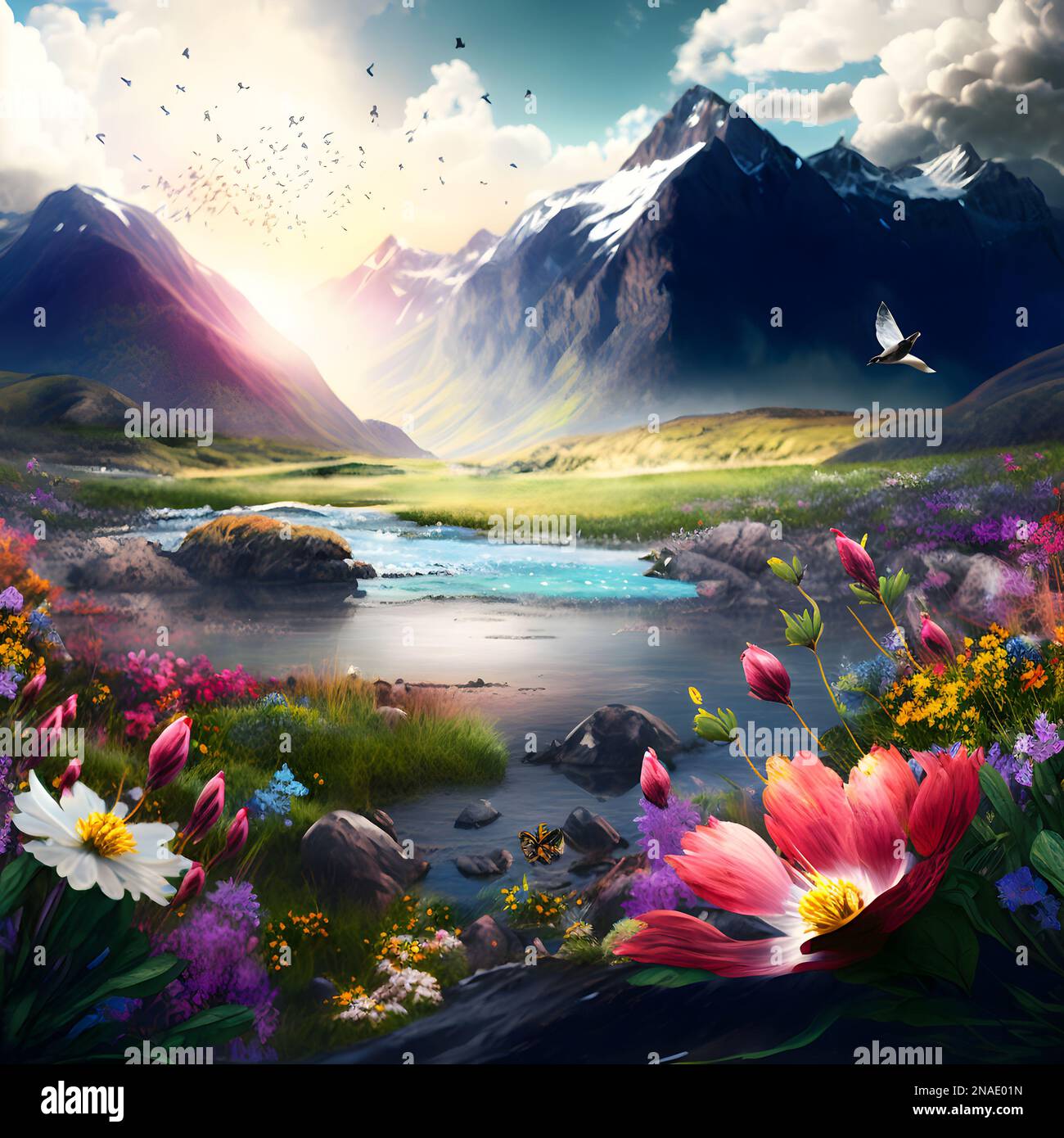 Beautiful river and flowers hi-res stock photography and images - Alamy