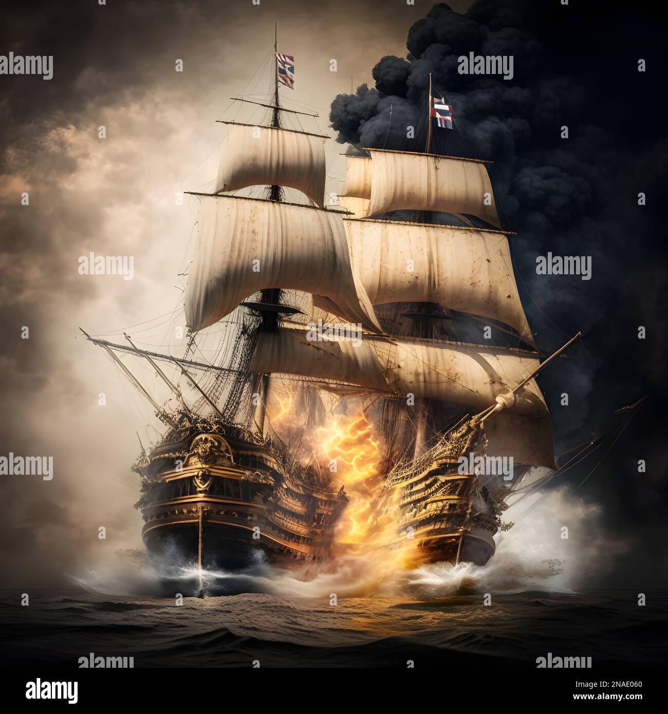Battle of two ships hi-res stock photography and images - Alamy