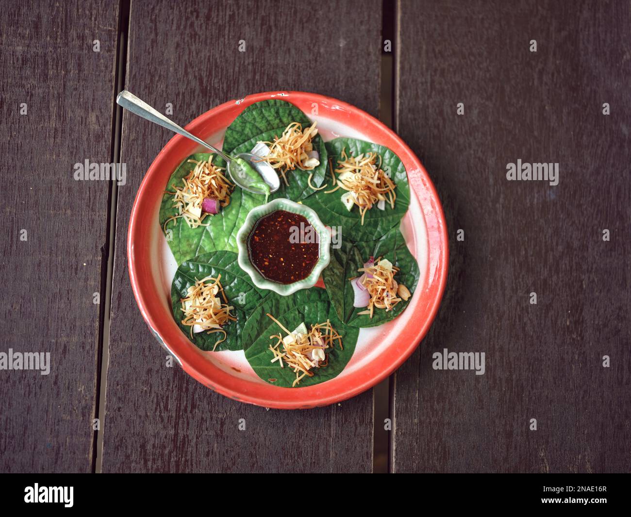 Thai traditional Appetizer , Thai Savoury leaf wraps or Miang Kham ...