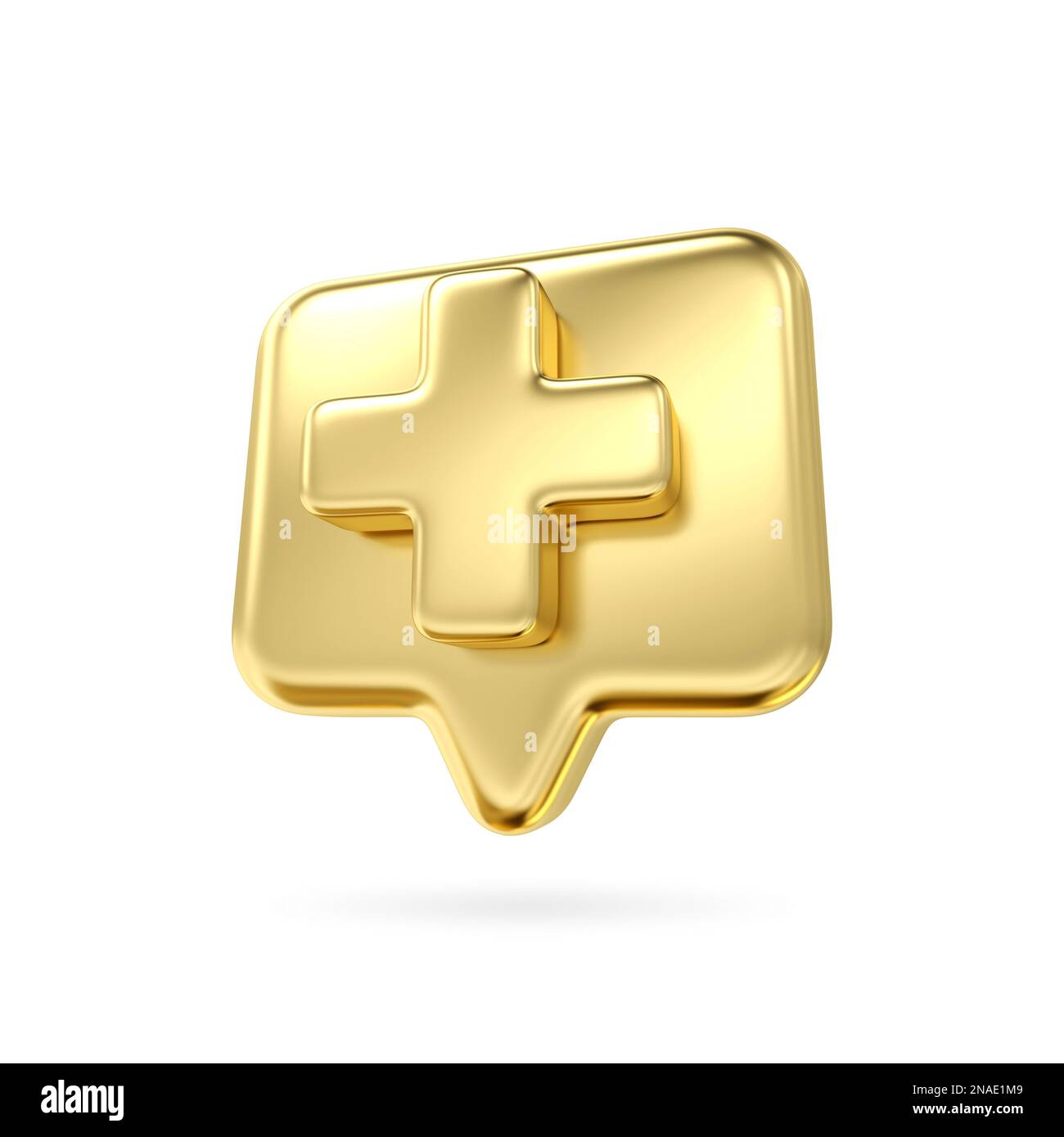 Gold plus with bubble sign icon. Cartoon icon of first aid and health ...