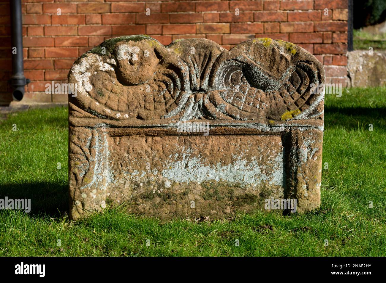 An old gravestone in St. Giles churchyard, Bubbenhall, Warwickshire ...