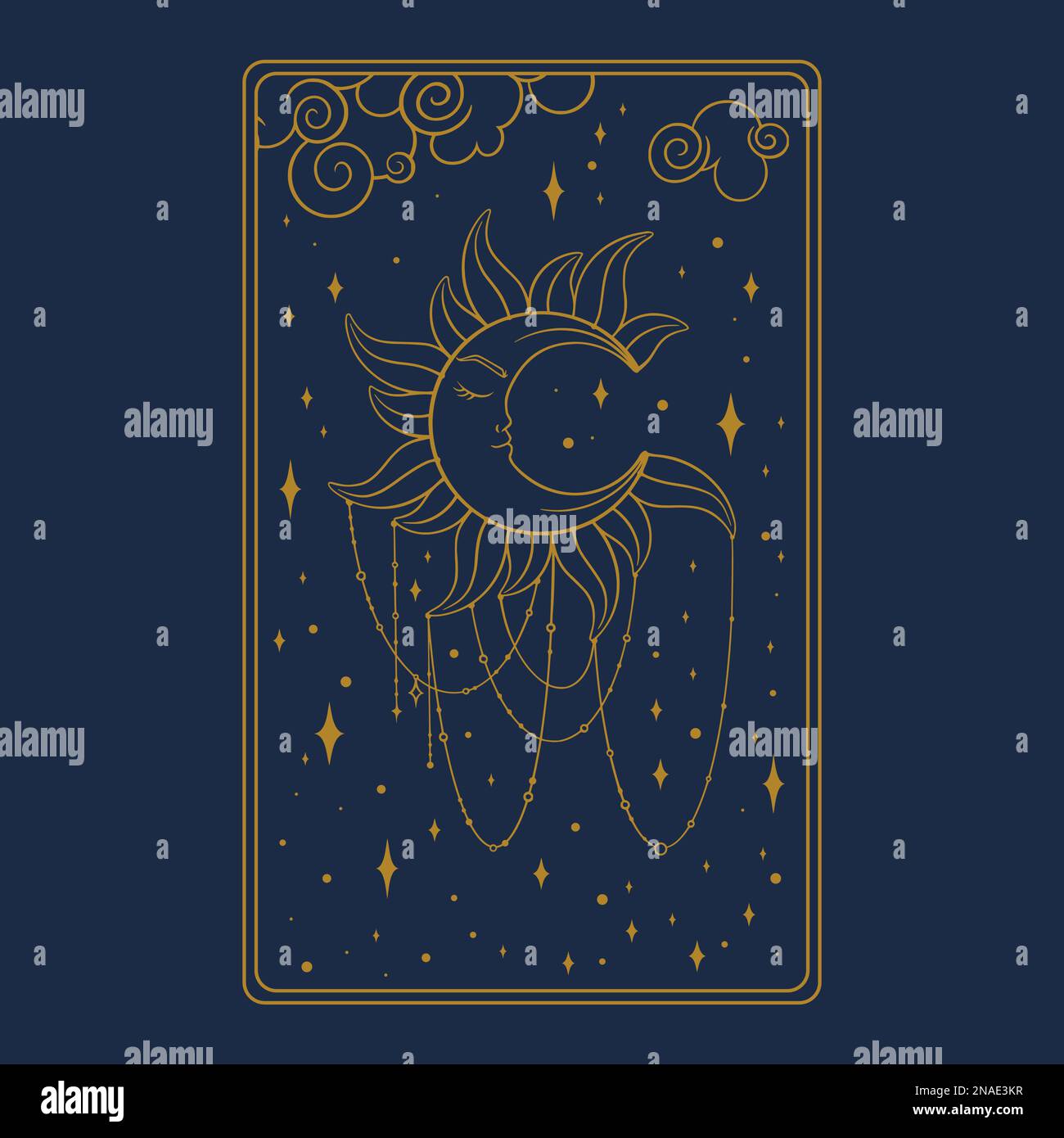 Tarot mystic golden card. Occult tarot design for oracle card covers ...