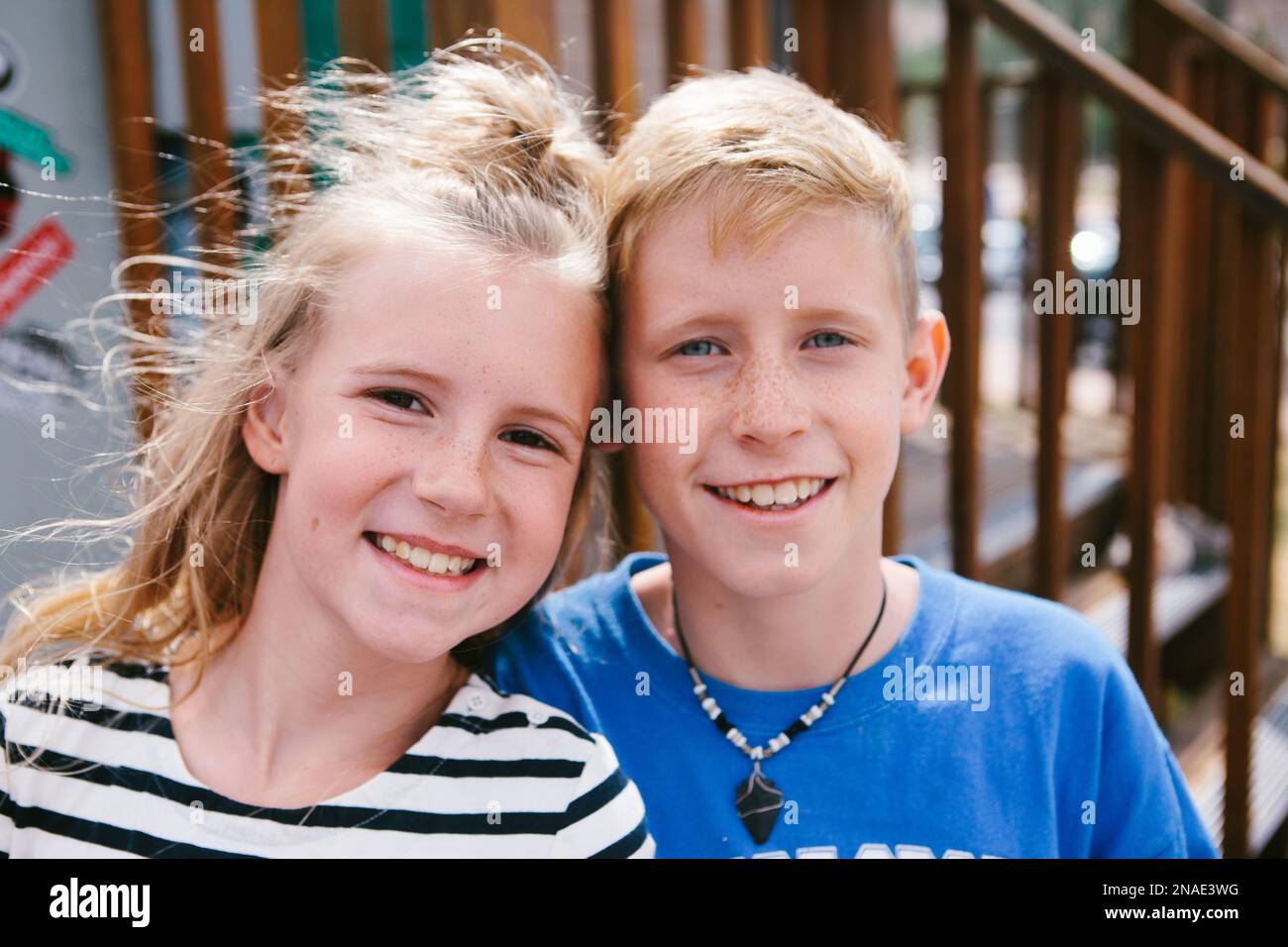Friendship together tween kids smile happy at playground in summer ...