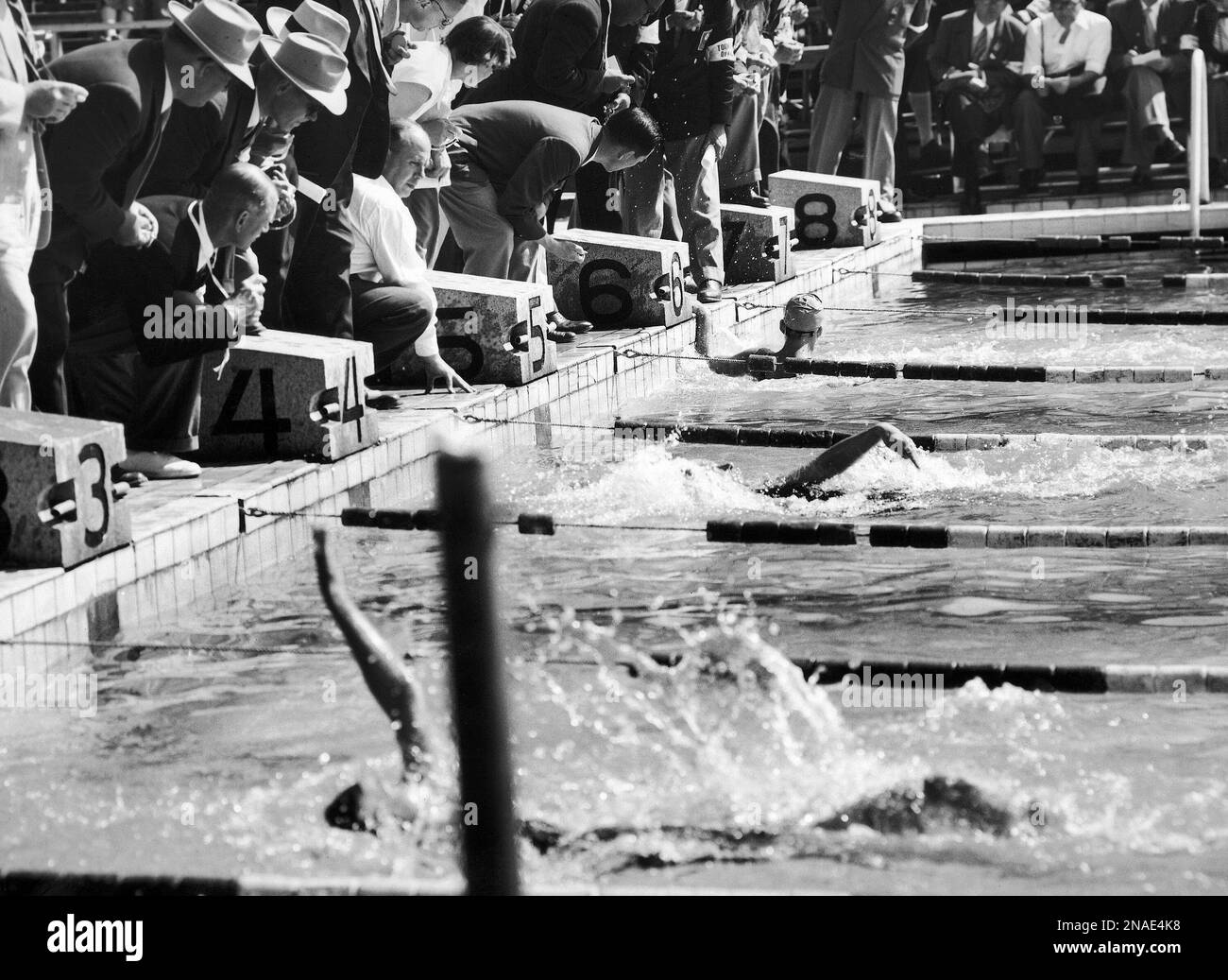 The finish of heat two of the ladies' 100 meters Summer Olympic Games ...