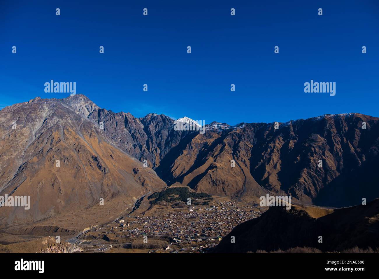 Kazbegi, Georgia : 10-11-2022 : Aerial view of Stepantsminda Kazbegi ...