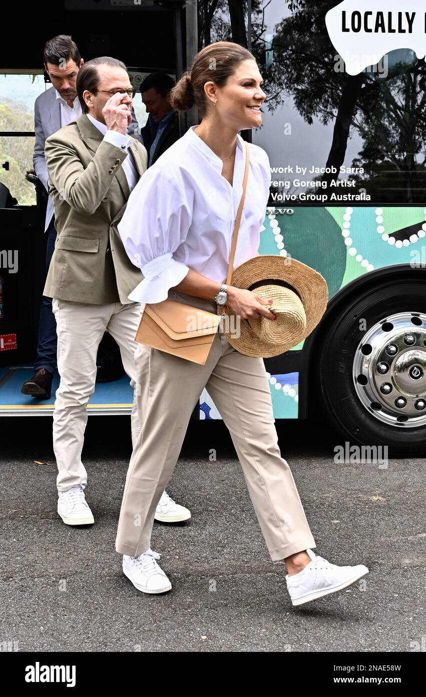 Sweden's Crown Princess Victoria and Prince Daniel ride in a Volvo bus ...