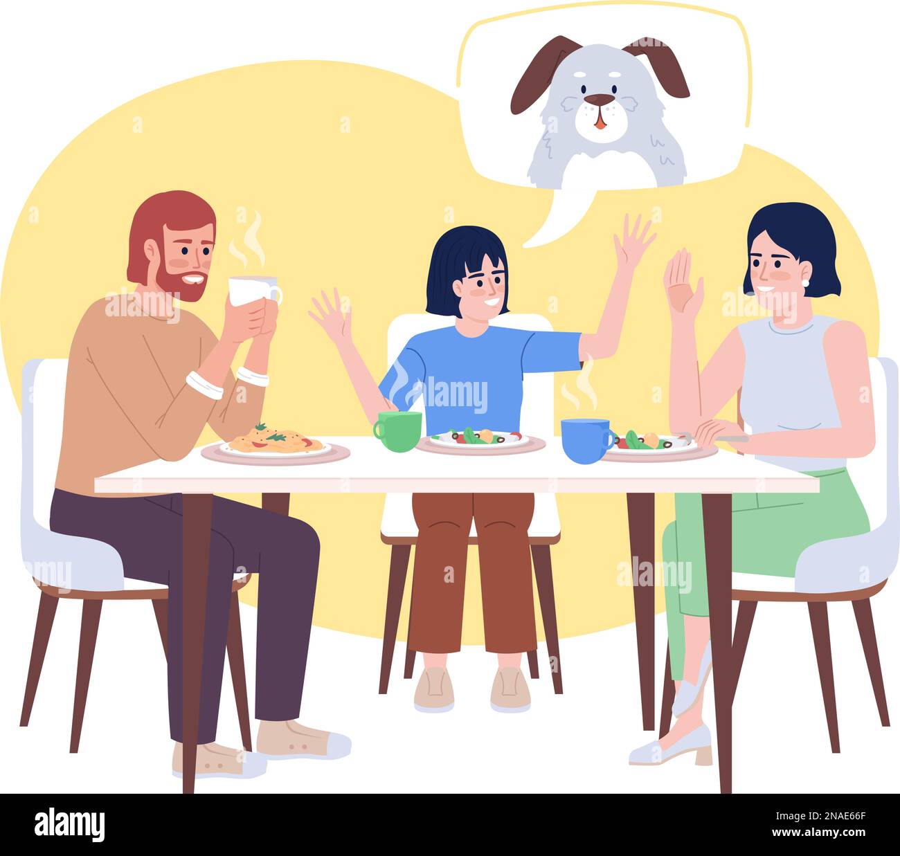 Having breakfast together 2D vector isolated illustration Stock Vector Image & Art - Alamy