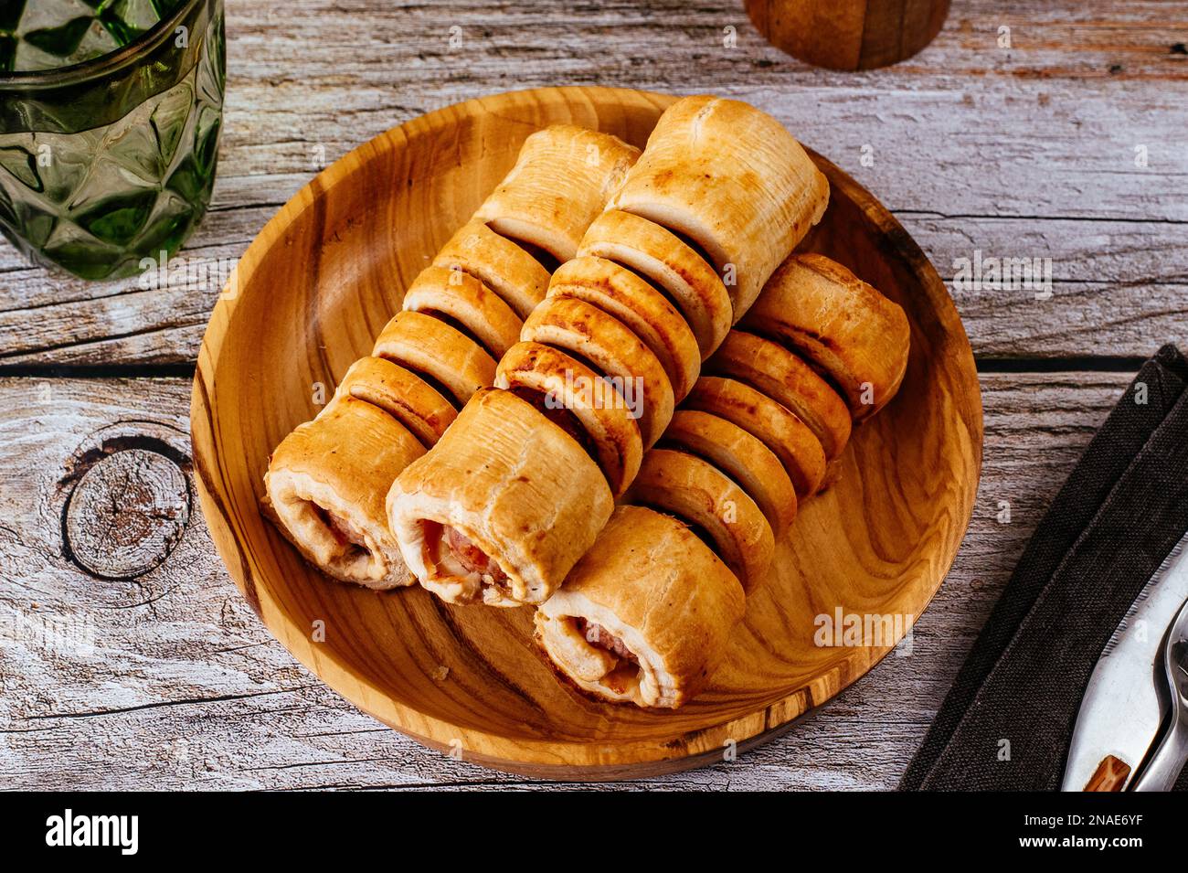 homemade sausage in dough in a plate Stock Photo - Alamy