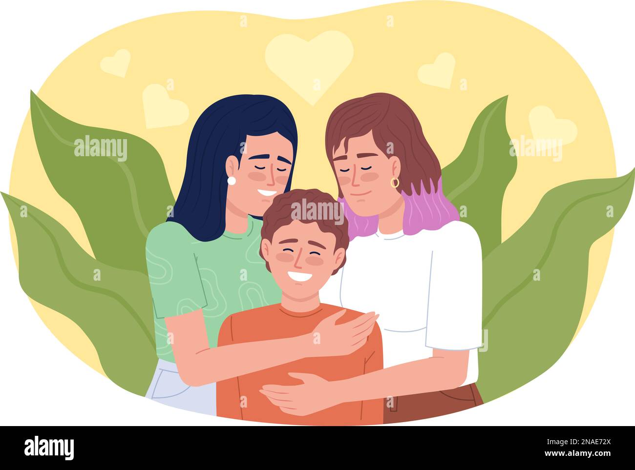 Showing family love to child 2D vector isolated illustration Stock ...