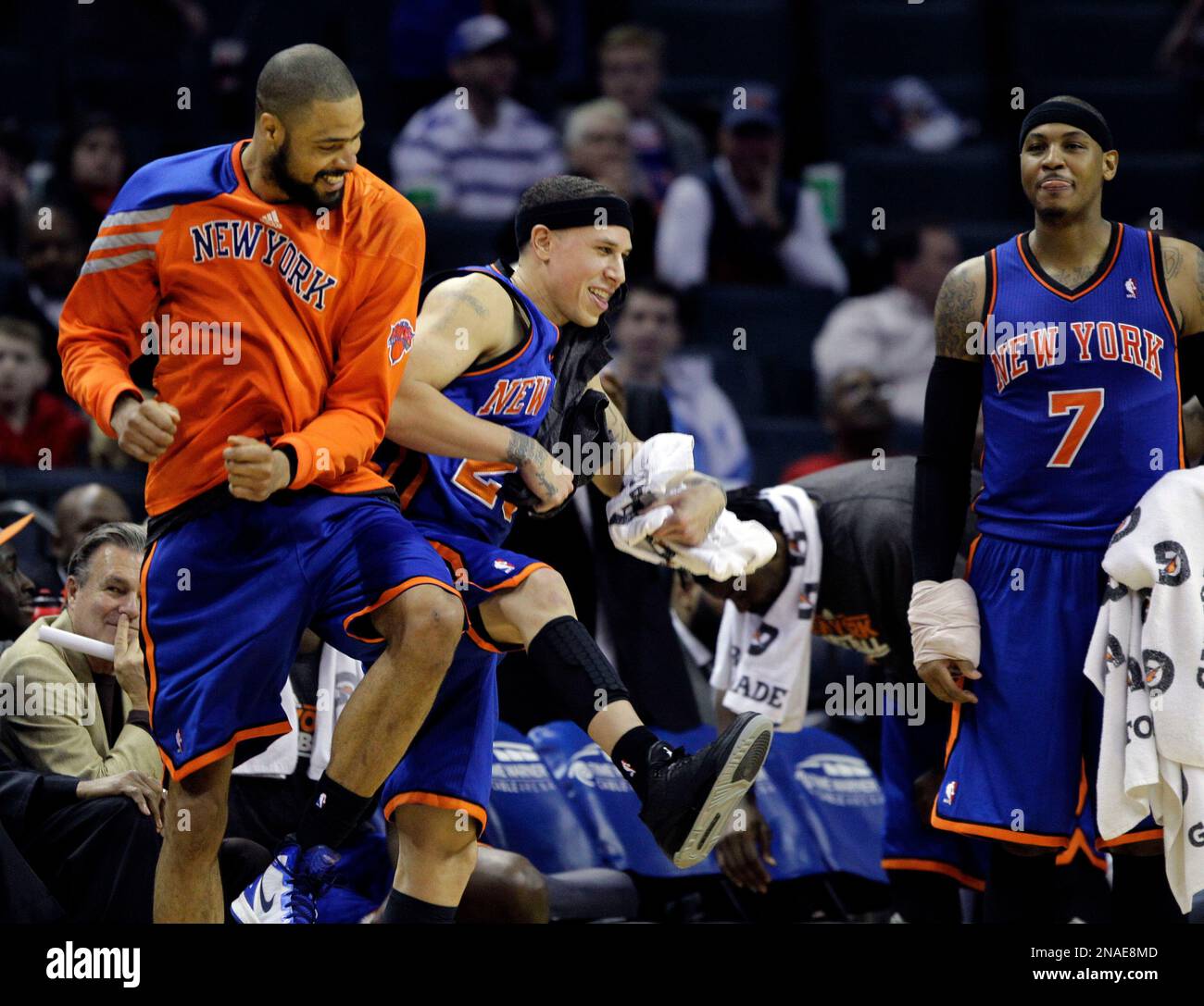 New York Knicks players, from left, Tyson Chandler, Mike Bibby, and ...