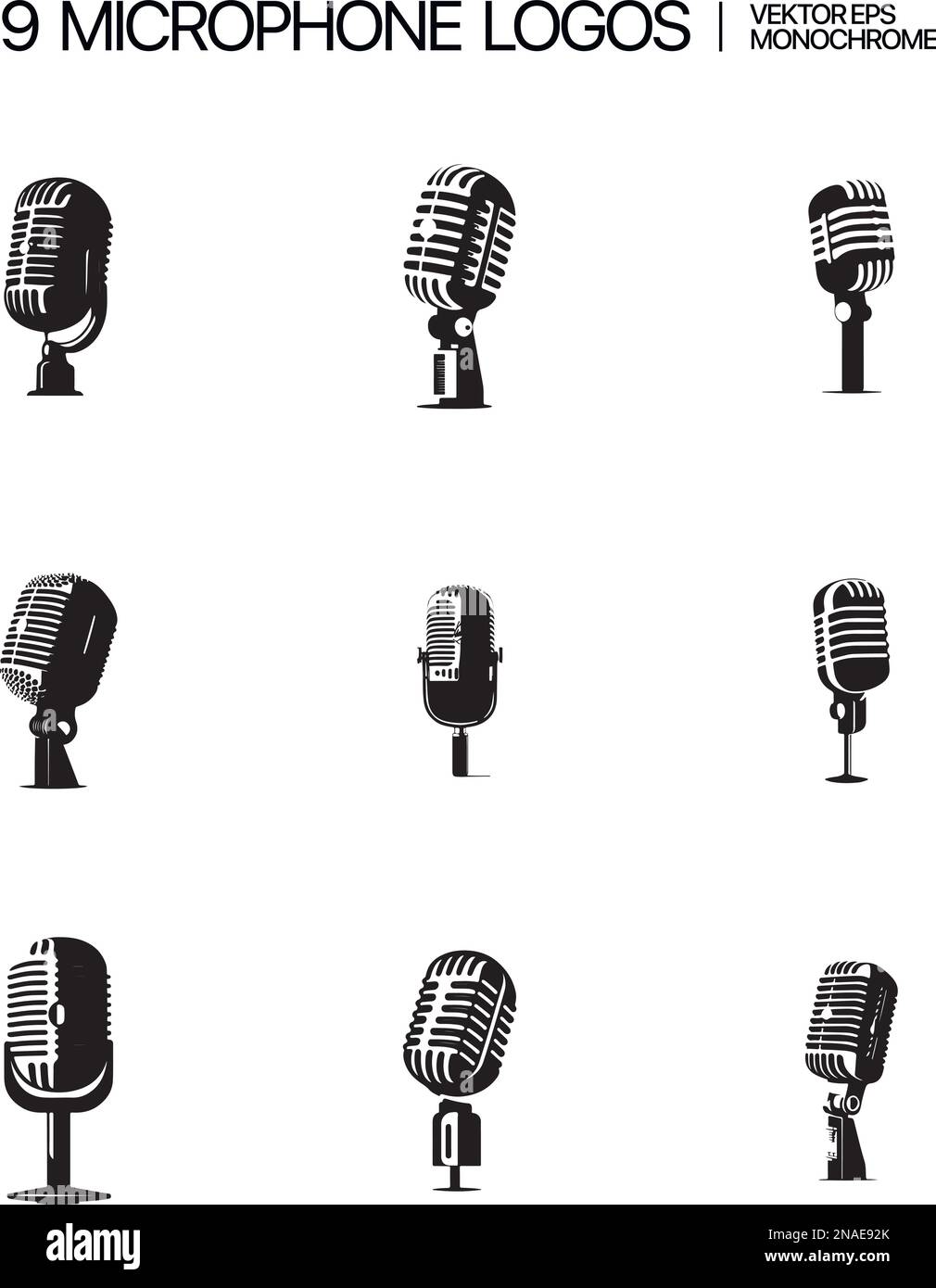 Singer with vintage microphone Black and White Stock Photos & Images ...