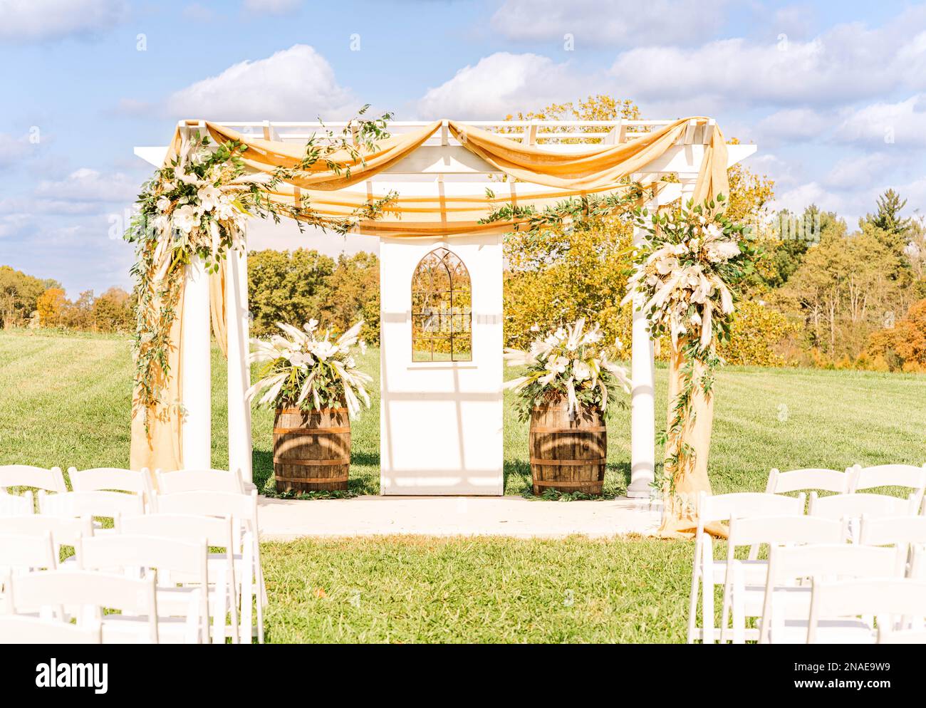 wedding Portico with Magnolia decorations Stock Photo - Alamy