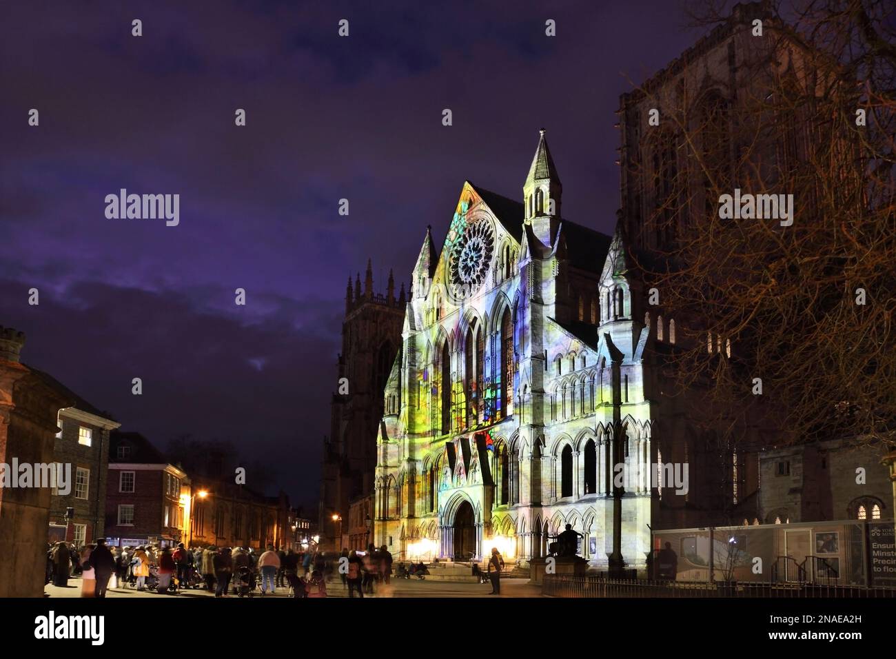 The South Transept of York Minster, UK, illuminated by the "Colour and ...