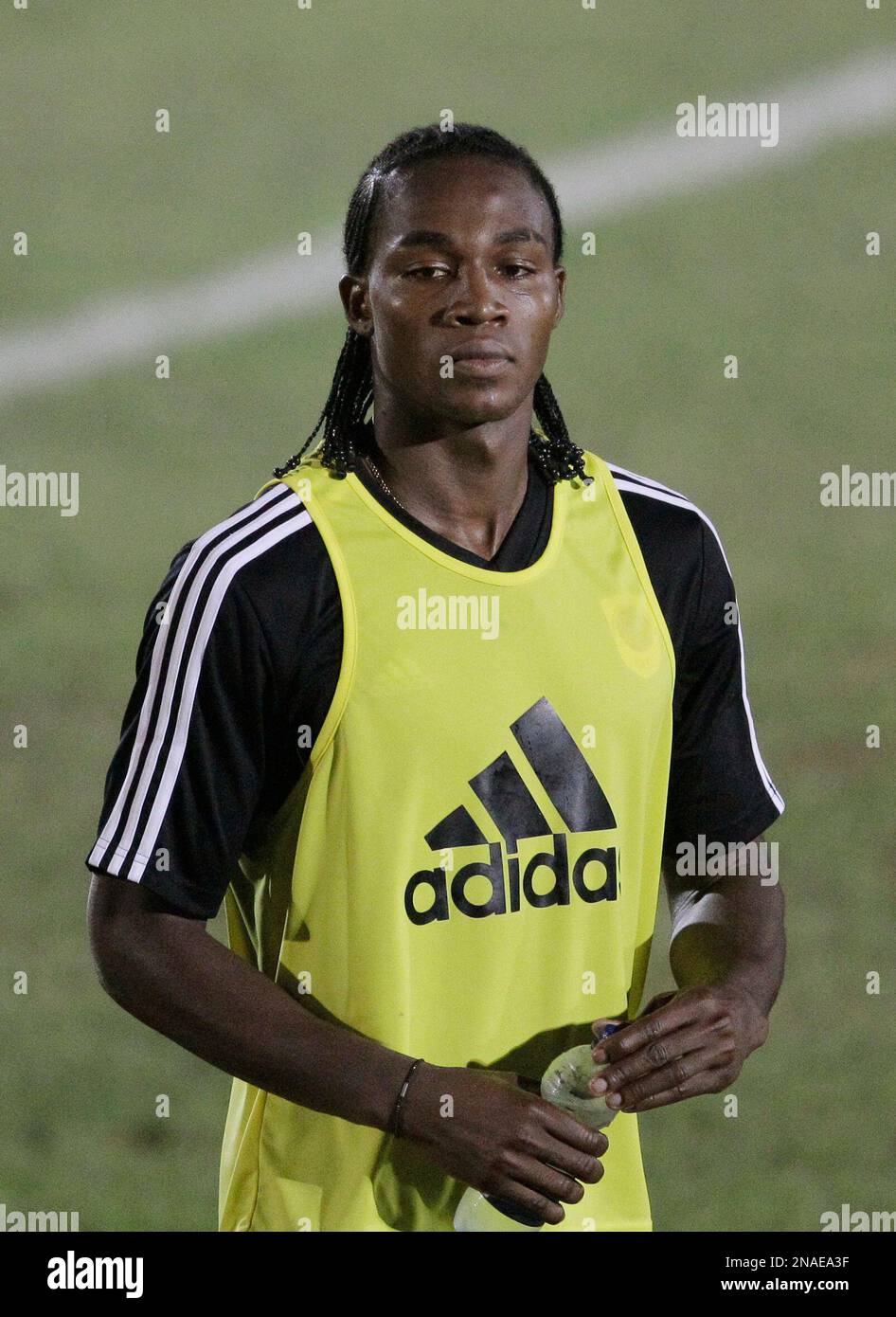 Angola's Manucho walks off the field after a training session with the ...