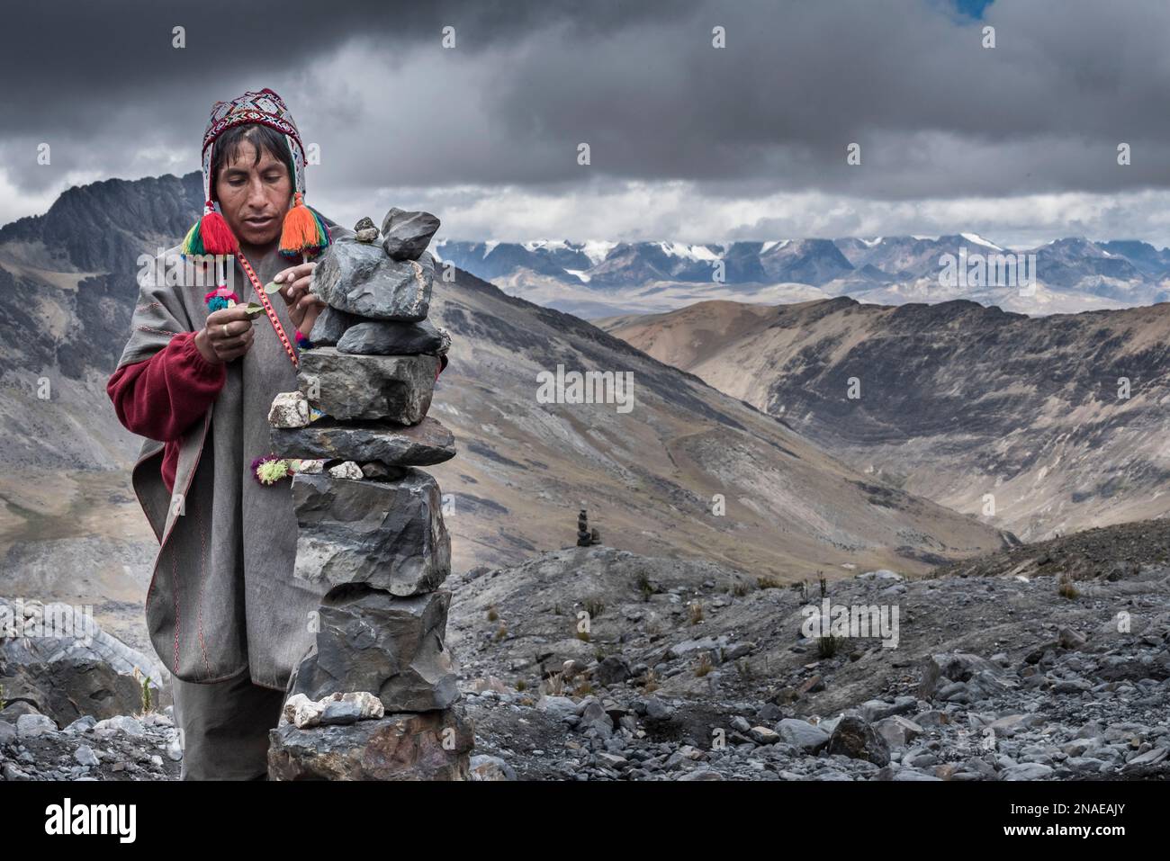 Shaman performing ritual high in the Andes Stock Photo - Alamy