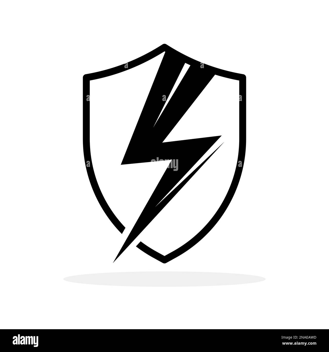 Shield with lightning. Black shield icon. Vector illustration ...