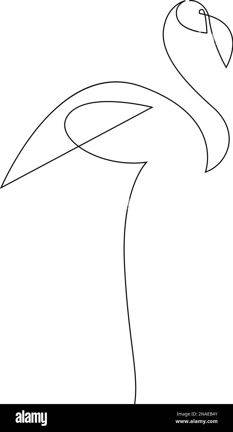 Flamingo one line drawing. Continuous single line bird. Hand drawn ...