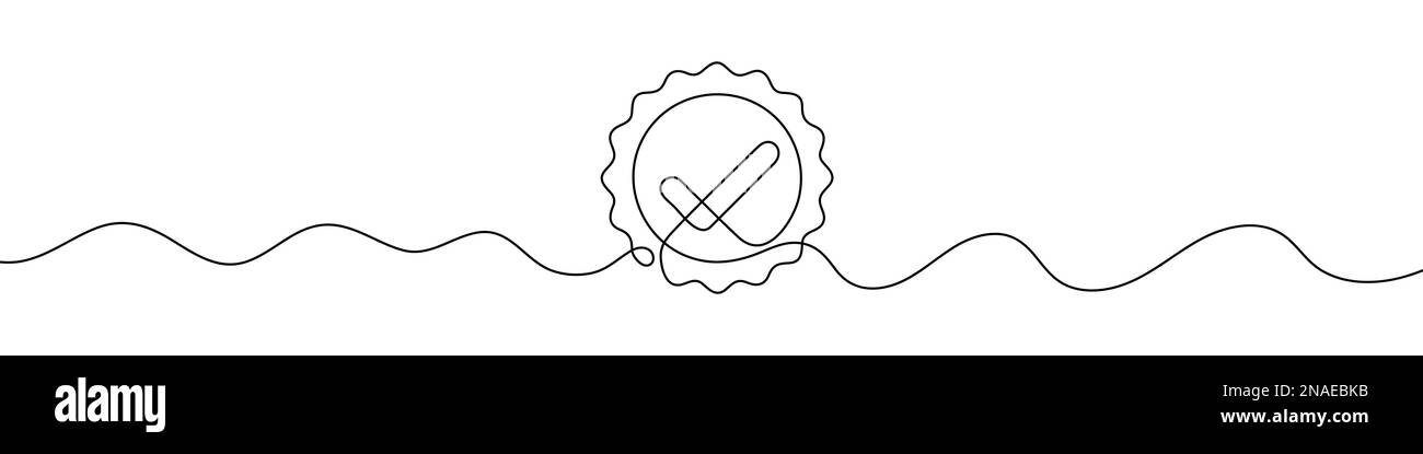 Continuous line drawing of check mark. Tick one line icon. One line ...