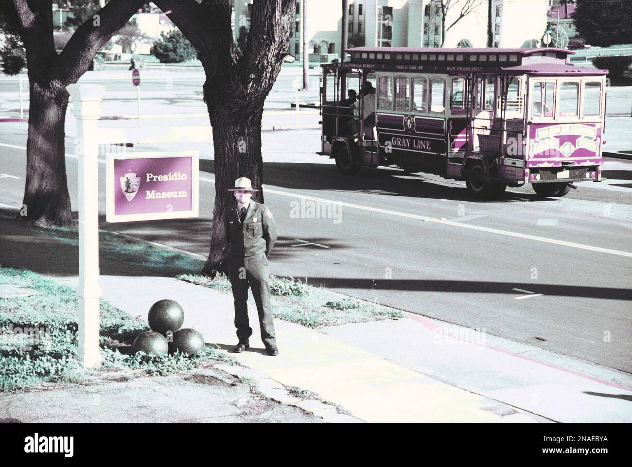National Park Service ranger Shawn Gillette stands by the new sign of ...