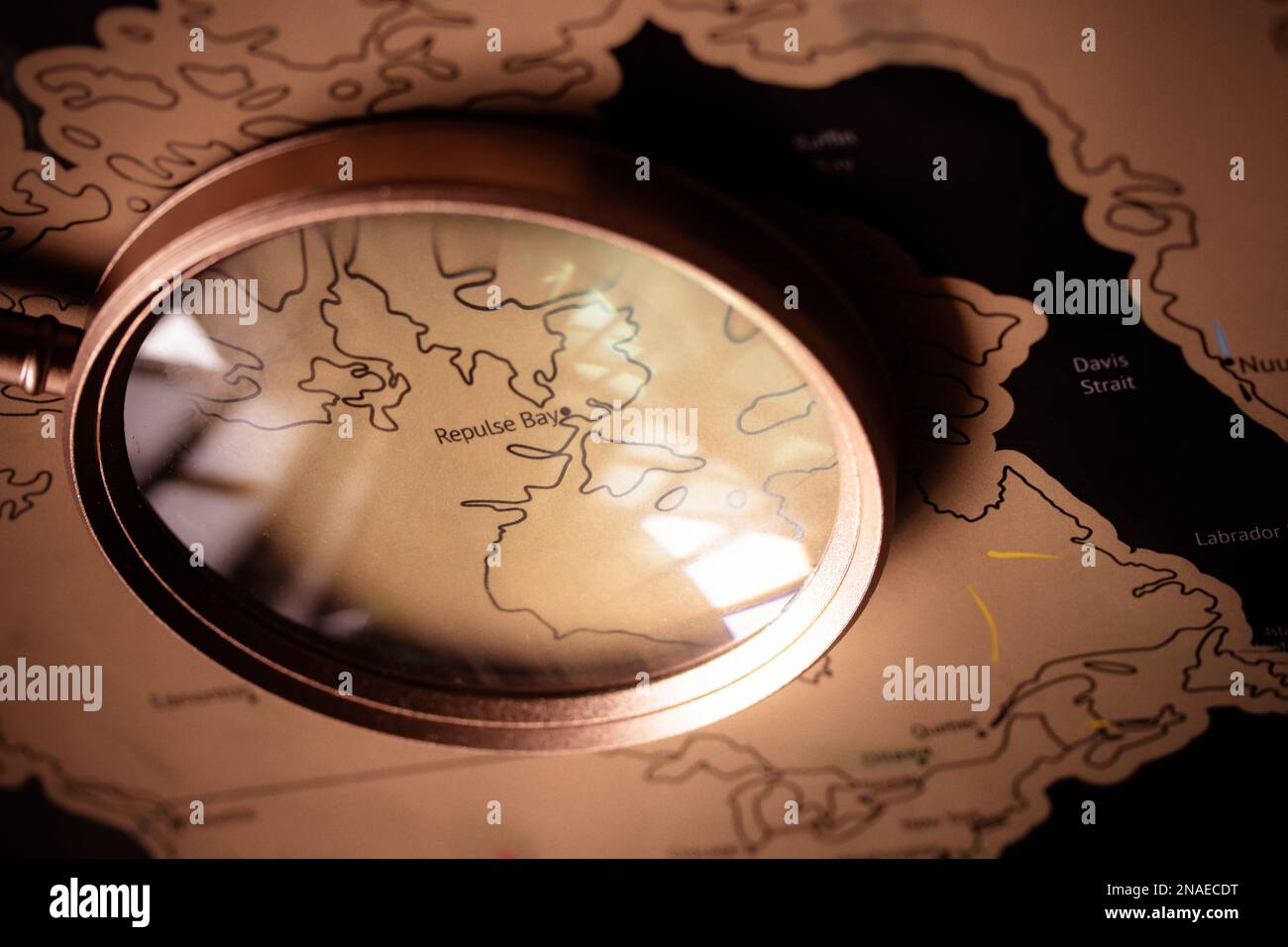 USA on display screen through magnifying glass Stock Photo - Alamy