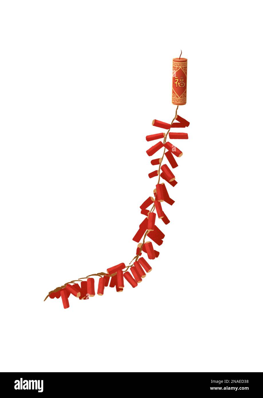 Asian Chinese style vintage long firecracker watercolor illustration ...