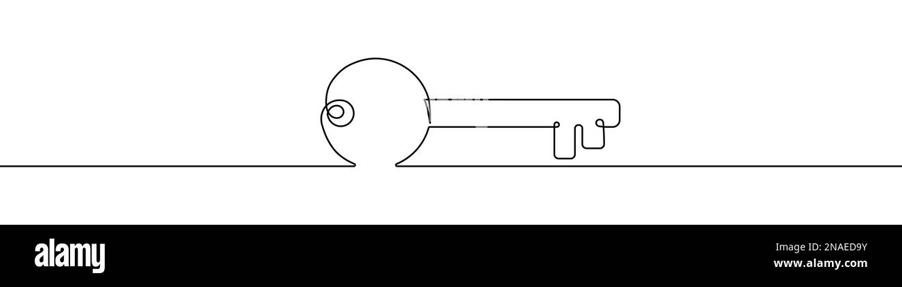 Key line background. One continuous line drawing of key. Vector ...
