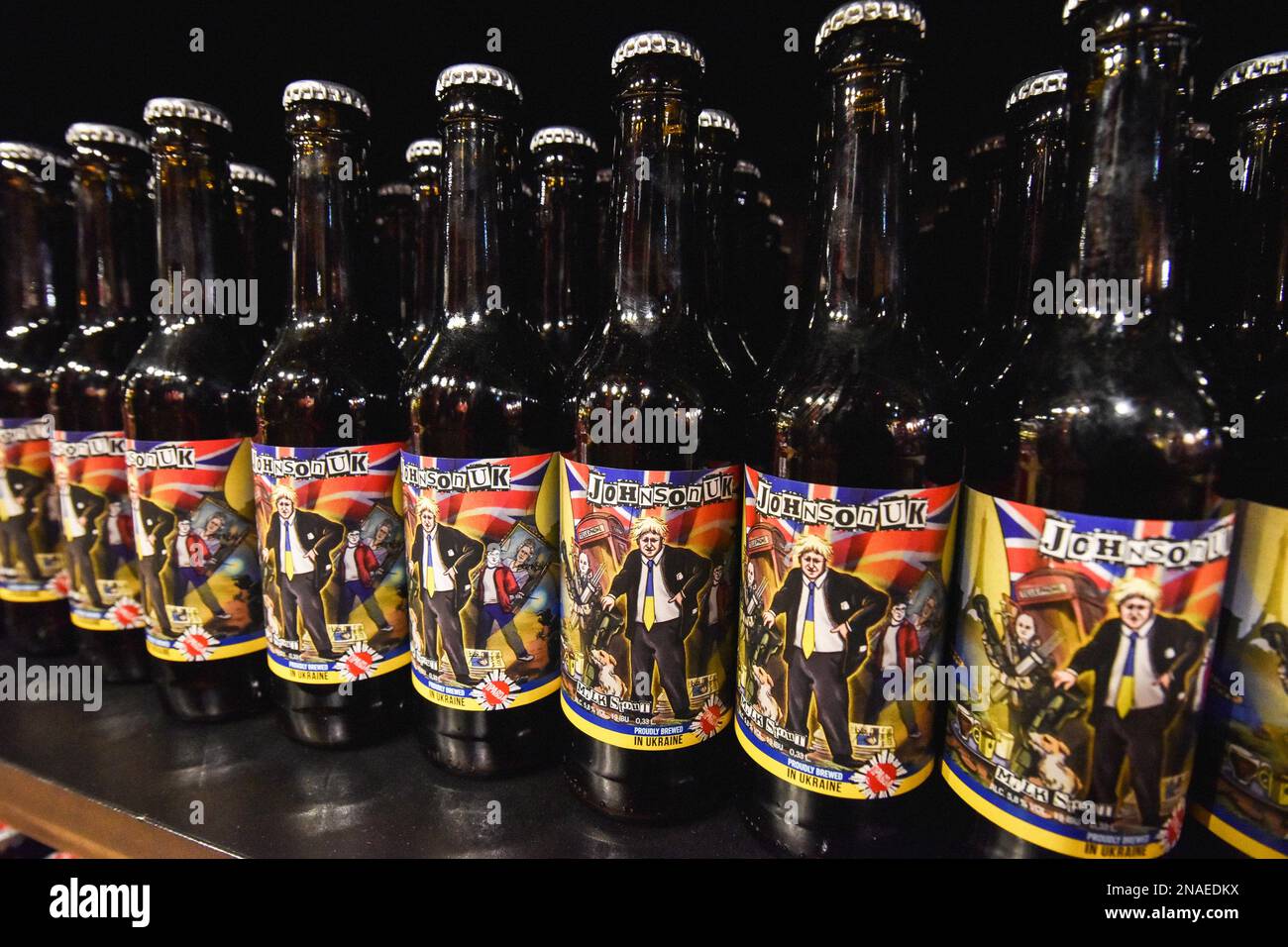 Beer bottles with images of former Prime Minister of Great Britain ...