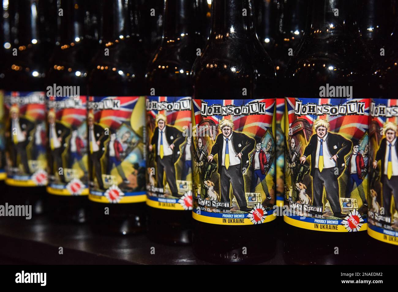 Beer bottles with images of former Prime Minister of Great Britain ...