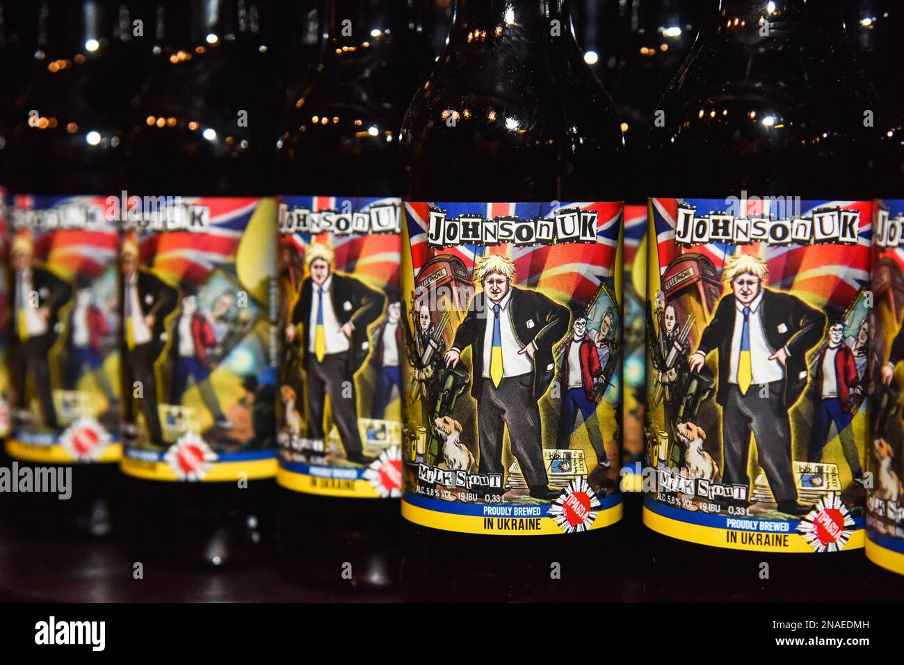 Beer bottles with images of former Prime Minister of Great Britain ...