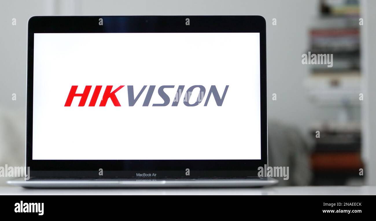 The logo of Hikvision, one of the largest manufacturers of video ...