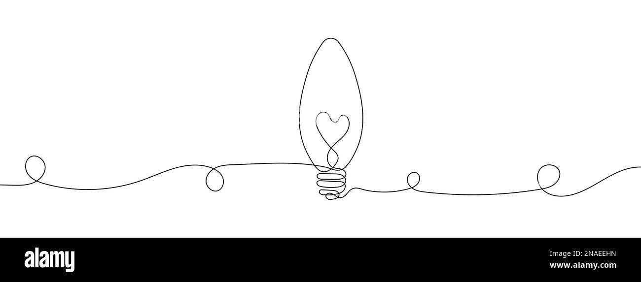 Continuous linear drawing of light bulb icon. One line drawing ...