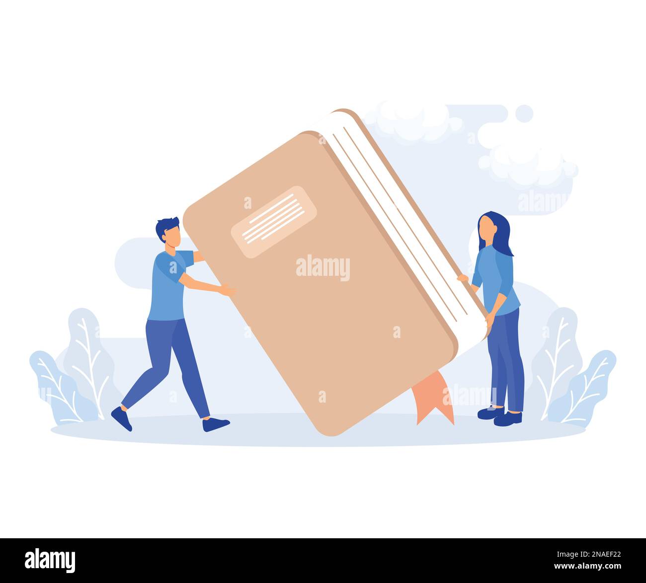 Book exchange and reuse illustration. Characters recommending, sharing and swapping books ...