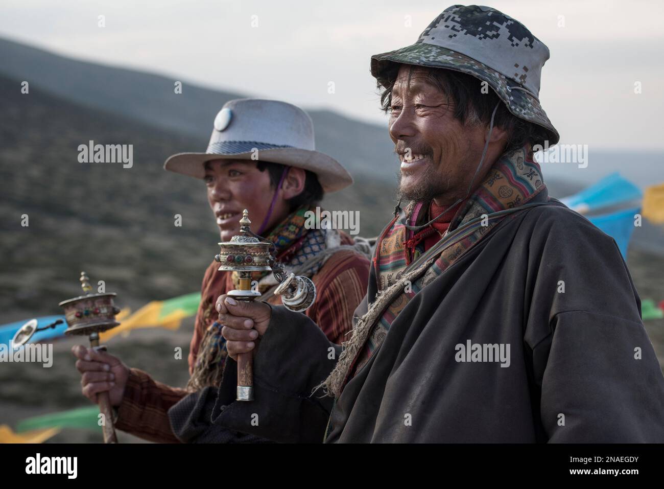 Pilgrims starting on the Kora pilgrimage at Mount Kailash; Tibetan ...