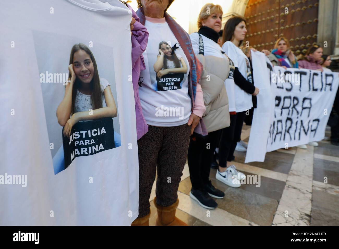 Relatives and friends of Marina demonstrate before the trial in Granada ...