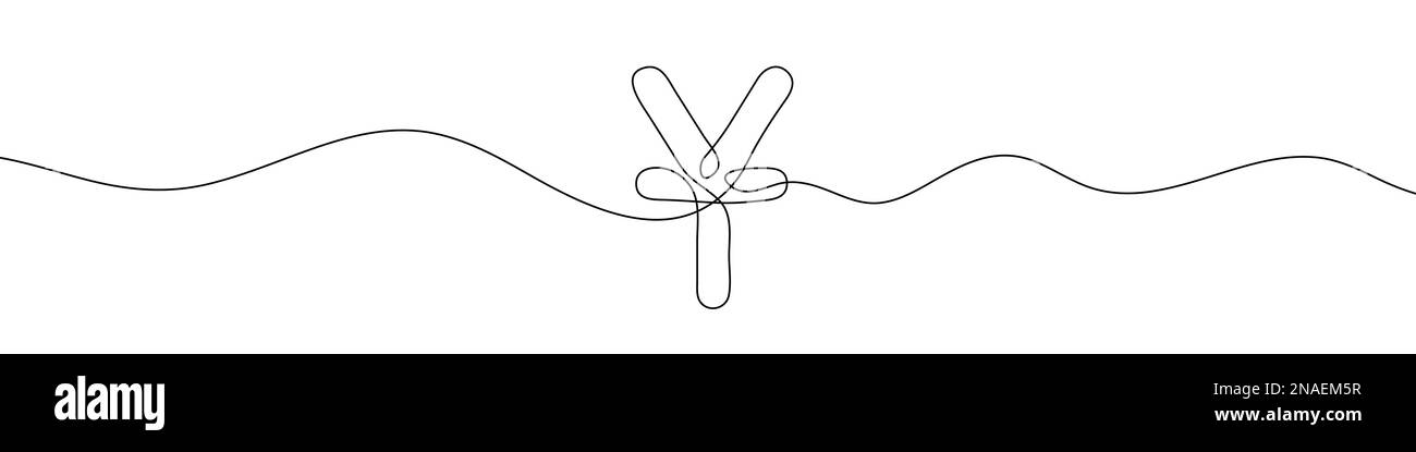 Continuous line drawing of yuan currency symbol. Line art of the ...
